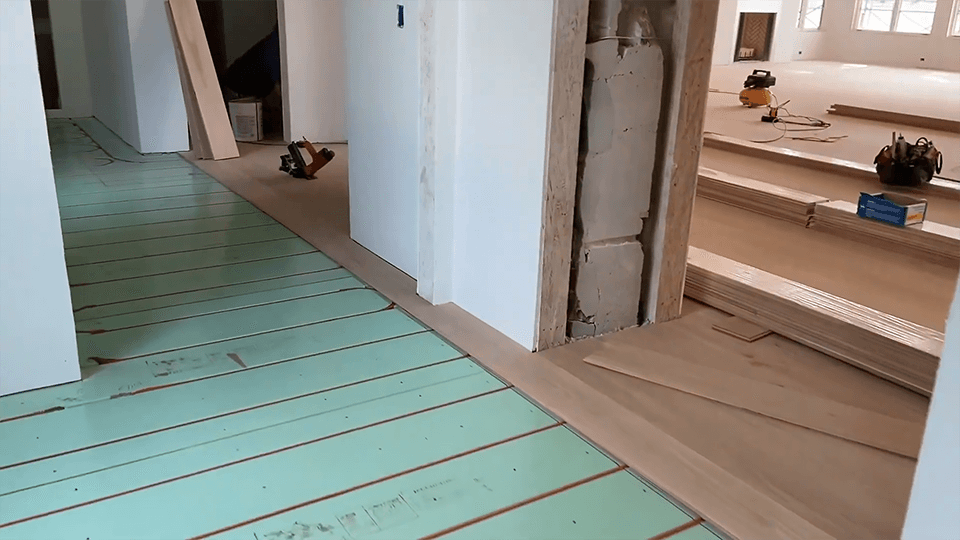 Wide Plank Hardwood Installation over Radiant Panel | Warmboard Inc